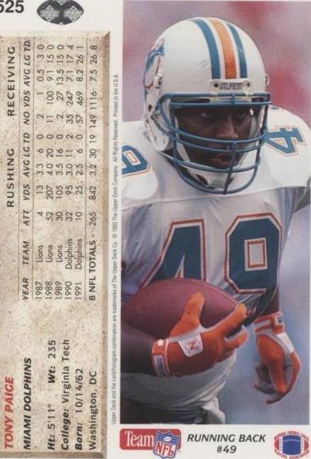1992 Upper Deck Tony Paige #525 for sale | eBay