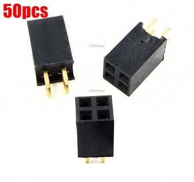 50Pcs Female Double Row 2.54MM Straight Header 2X2 Pin 4P Strip New Ic ...