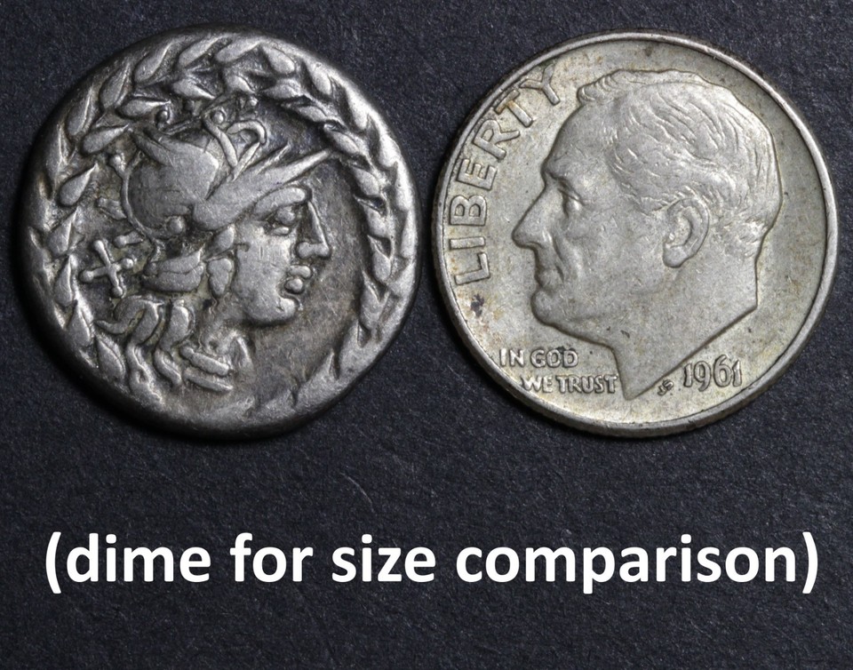 Roma Head Denarius 138BC Ancient Roman Republic Silver Coin Gellius ...