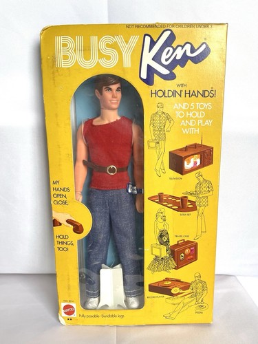 NRFB SEALED 1971 BUSY KEN WITH HOLDIN' HANDS BARBIE DOLL COMPLETE AND ...