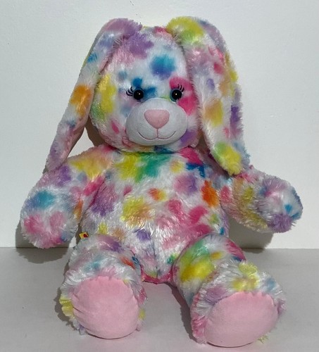 BABW Build a Bear Rainbow Dots Bunny Plush Tan Rabbit Stuffed Animal ...