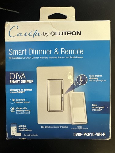 NEW SEALED Lutron Caseta Wireless WiFi DIVA Dimmer & Remote DVRF-PKG1D ...