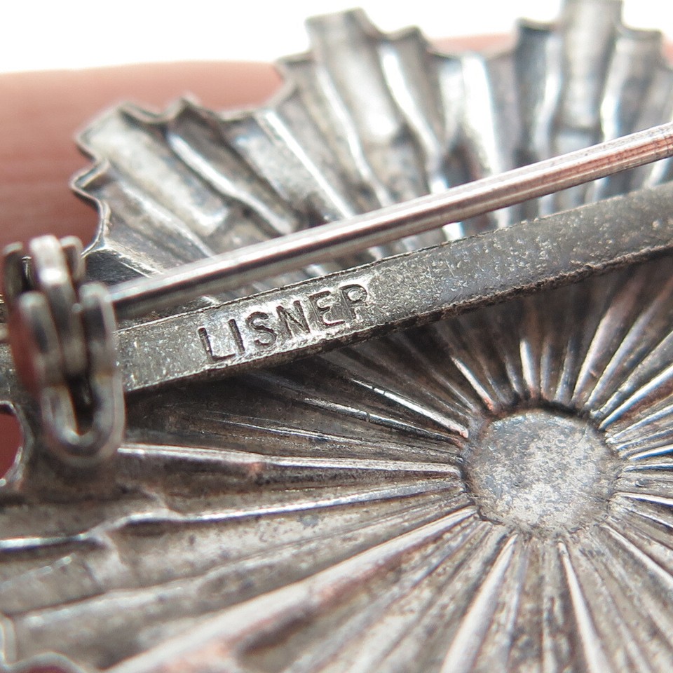 LISNER Silver-Tone Vintage 1950s Poland Double Headed Eagle Oxidized ...