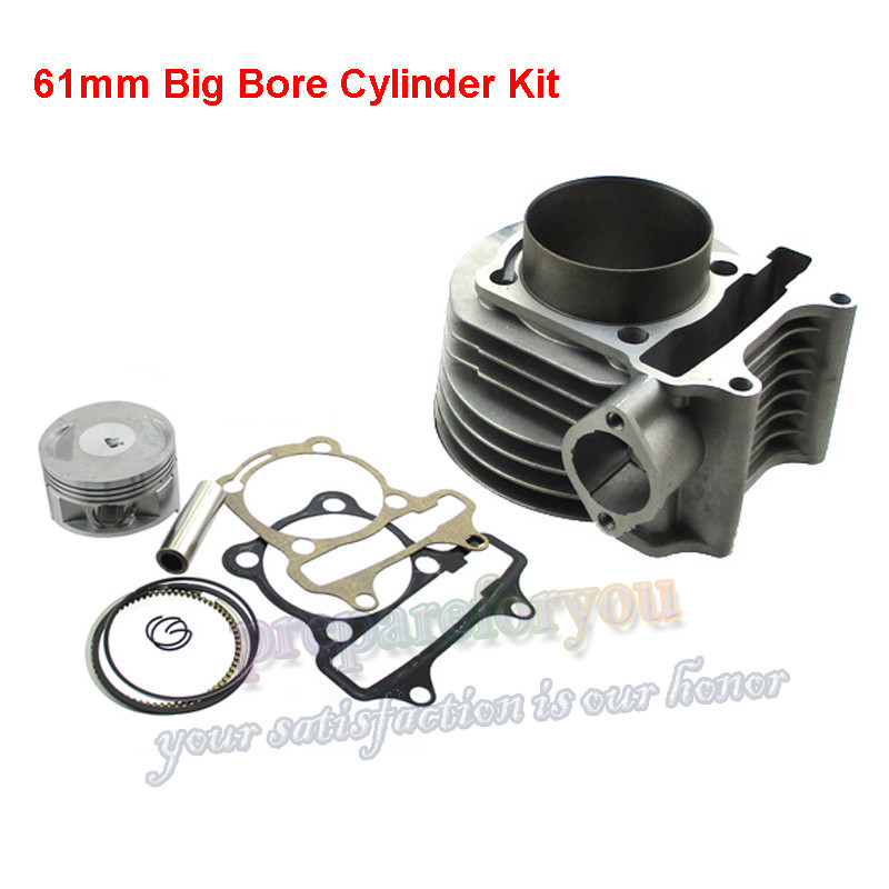 180cc 61mm Big Bore Cylinder Kit For GY6 125cc 150cc 1P52QMI 1P57QMJ ...