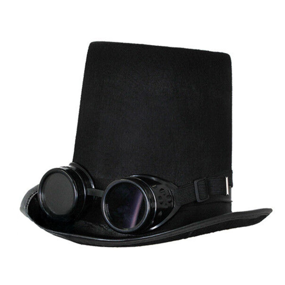 CYBER STEAMPUNK HAT WITH GOGGLES GOTHIC FANCY DRESS VINTAGE RETRO ...