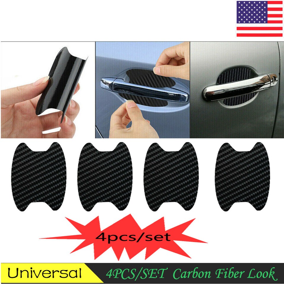 4x Black Car Door Handle Film Sticker Protector Anti Scratch Protect ...