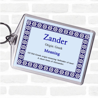 Zander Name Meaning Bag Tag Keychain Keyring Blue | eBay