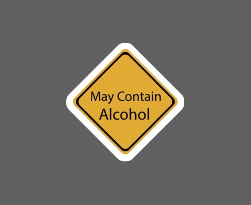 May Contain Alcohol Sticker Waterproof Caution Warning Funny Gift NEW ...