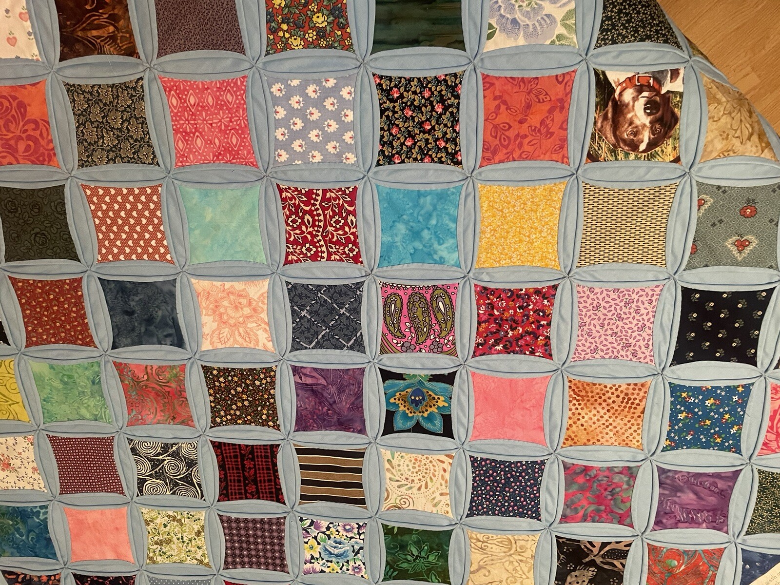 Cathedral Window Quilt w/ Shams Hand Stitched One Of A Kind Rare Piece ...