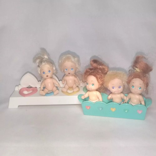 5 Quints- 2 1/2" Baby Dolls and Accessories Articulated Blonde/Red Blue ...