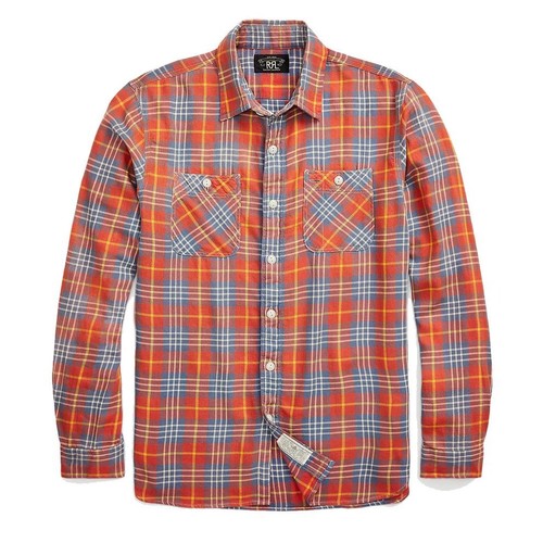 NWT RRL Ralph Lauren Plaid Twill Workshirt Flannel Shirt Men's Long ...