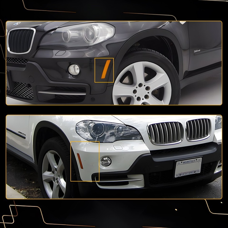 Left Right Amber Front Bumper Reflectors Marker For BMW E70 X5 2007 ...