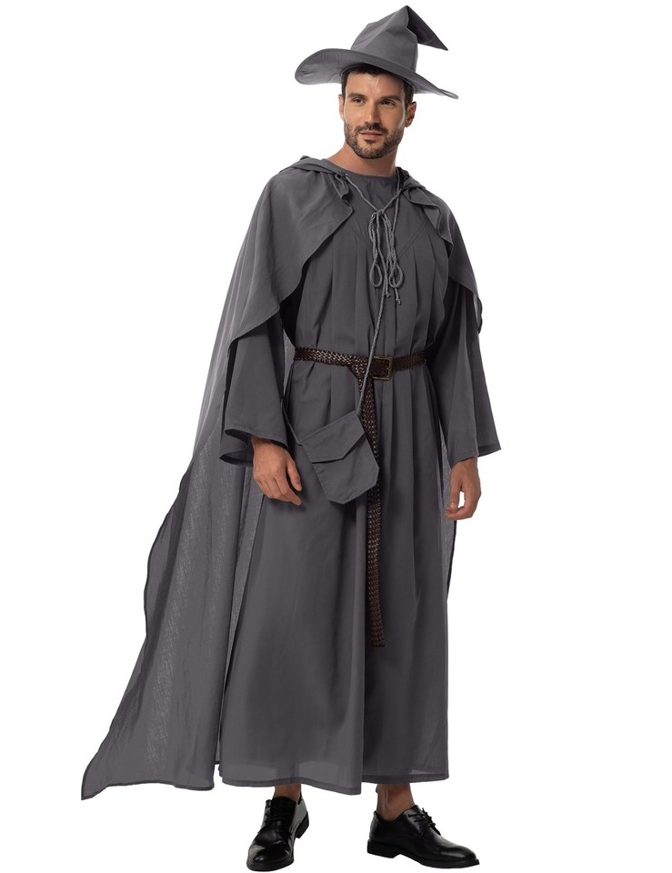 Gray Wizard Costume Adult Men Halloween Costumes 5pcs Cosplay Party ...