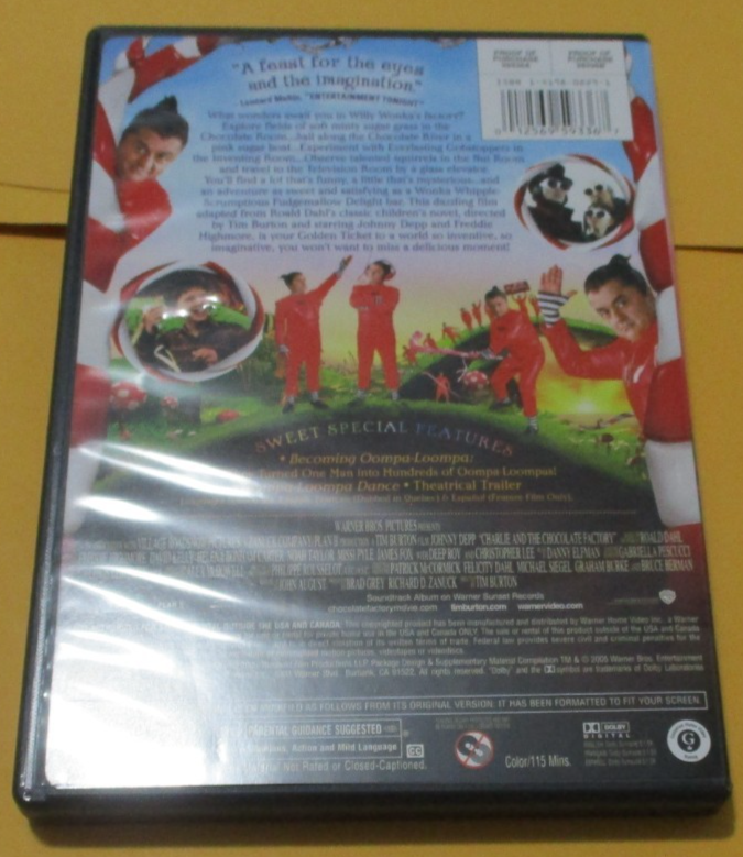 CHARLIE AND THE CHOCOLATE FACTORY MOVIE DVD JOHNNY DEPP WIDE SCREEN TIM ...