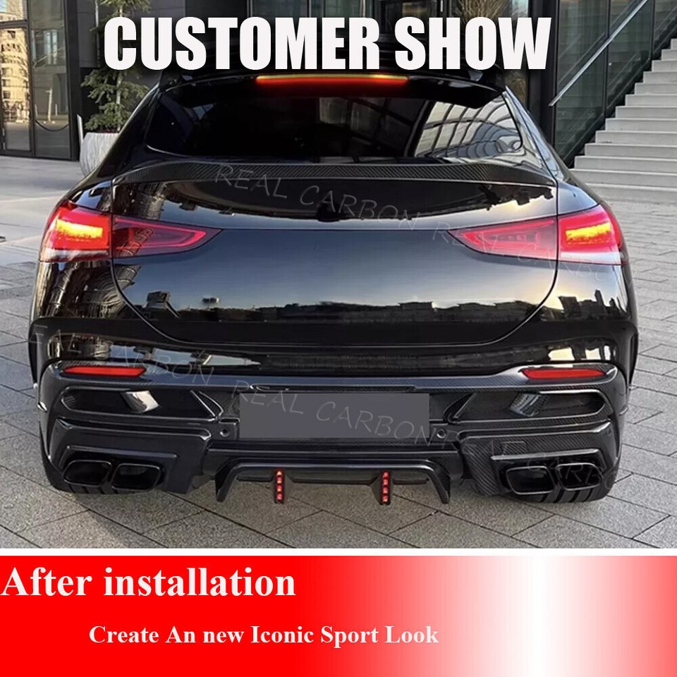 REAL CARBON Rear Bumper Diffuser Lip For Benz W167 GLE450 GLE53 GLE63 ...