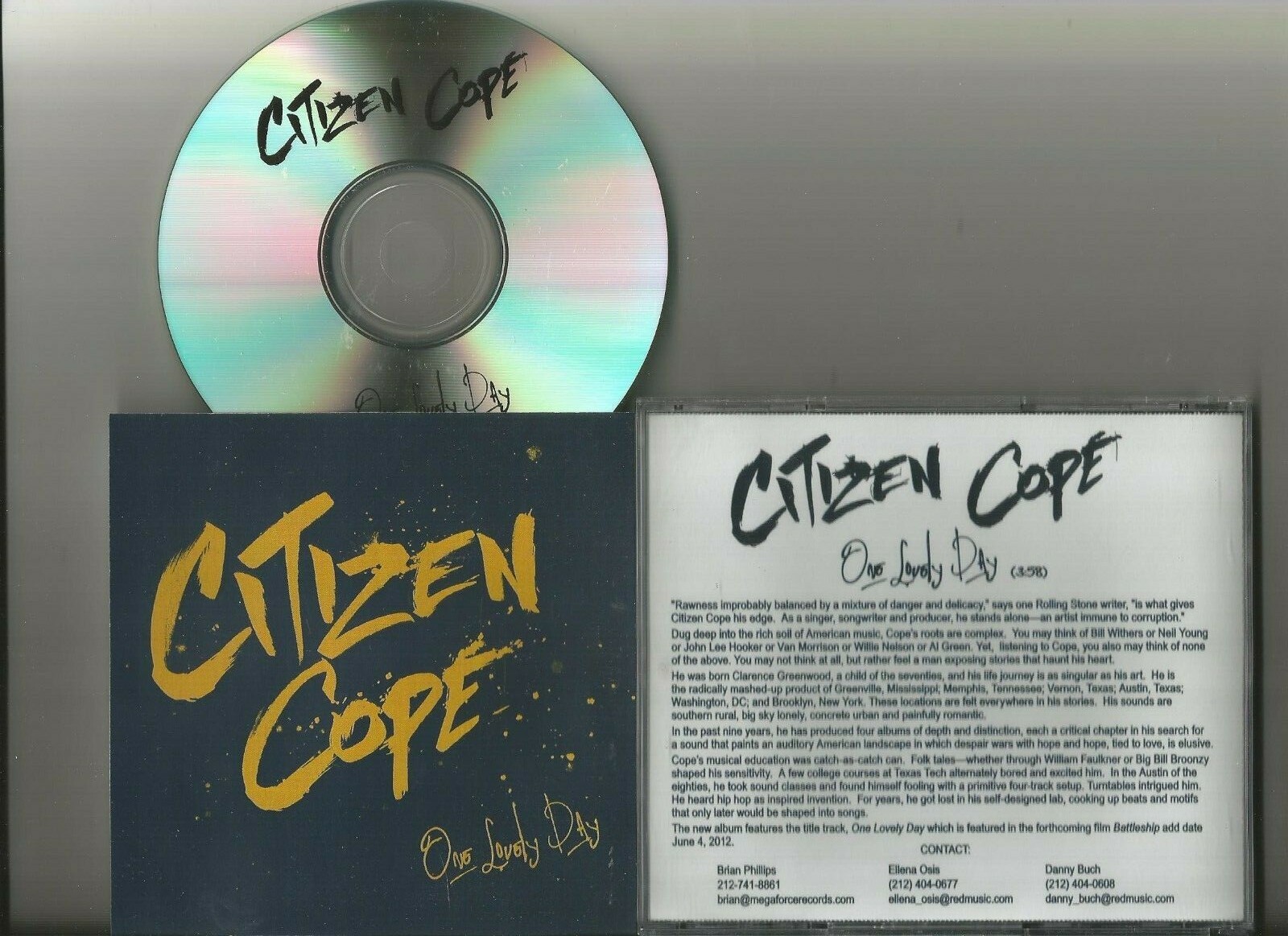 Citizen Cope - One Lovely Day CD single US promo (3.58) Contact info on back D | eBay