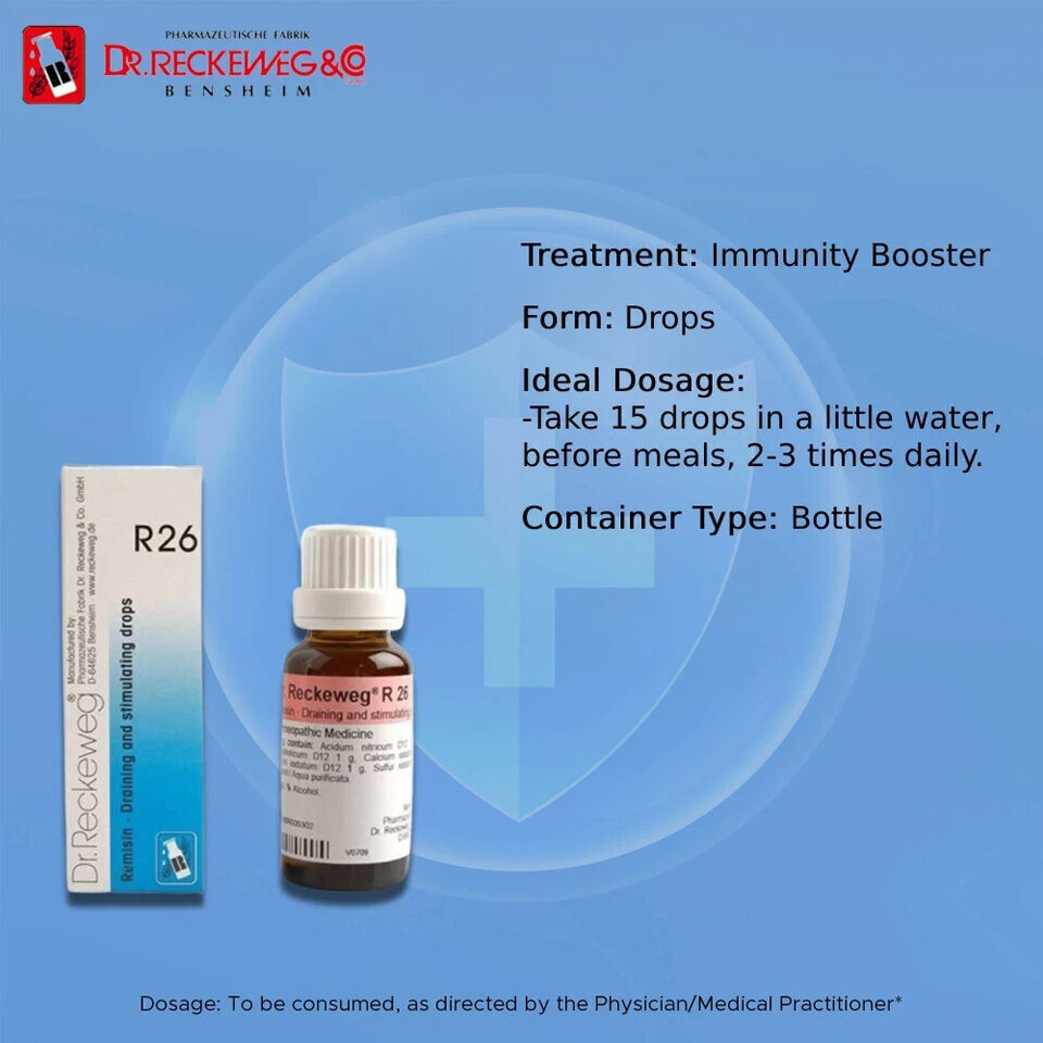 Dr Reckeweg R26 Drops 22ml Pack Made in Germany OTC Homeopathic Drops ...