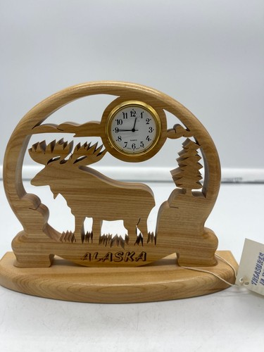 Laser Cut Wood Moose Desk Clock Alaska Souvenir | eBay