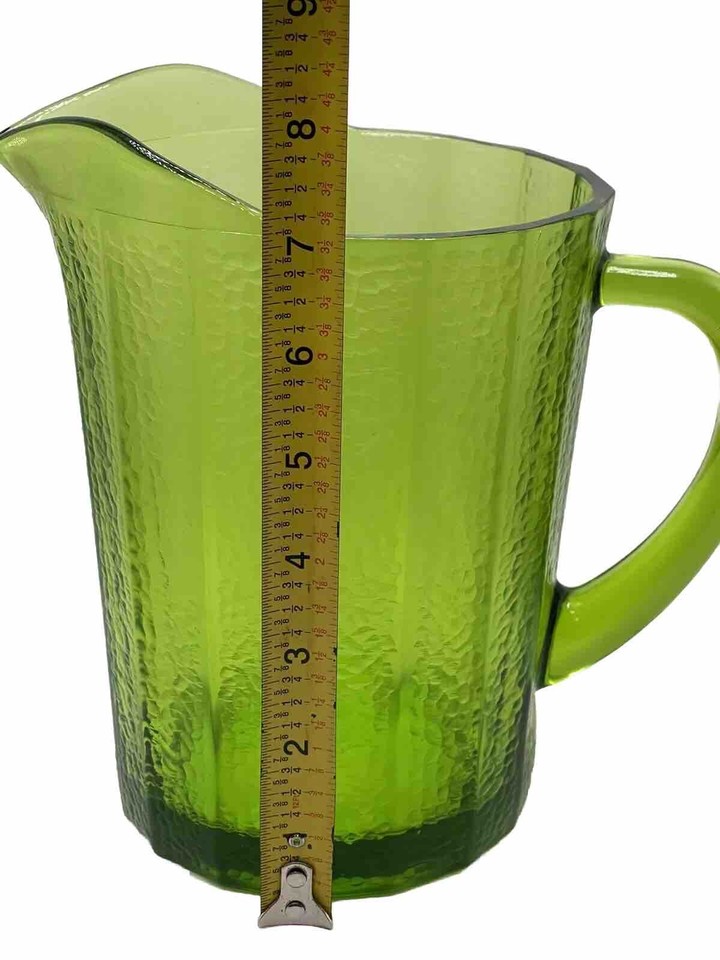 Anchor Hocking Glass Pitcher 4 Tumblers Green Pebble Textured VTG | eBay