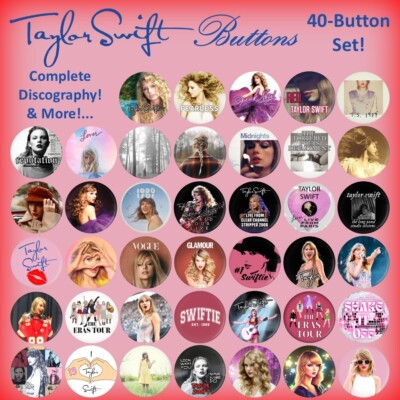 TAYLOR SWIFT Buttons Pins Lot-Of-40 - Complete Series The Eras Tour ...