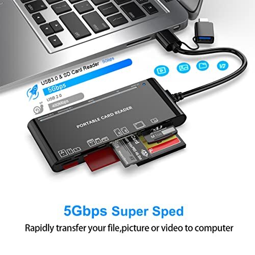 USB C USB3.0 Multi Card Reader for SD CF Micro SD XD MS Cards - 7 in 1 ...