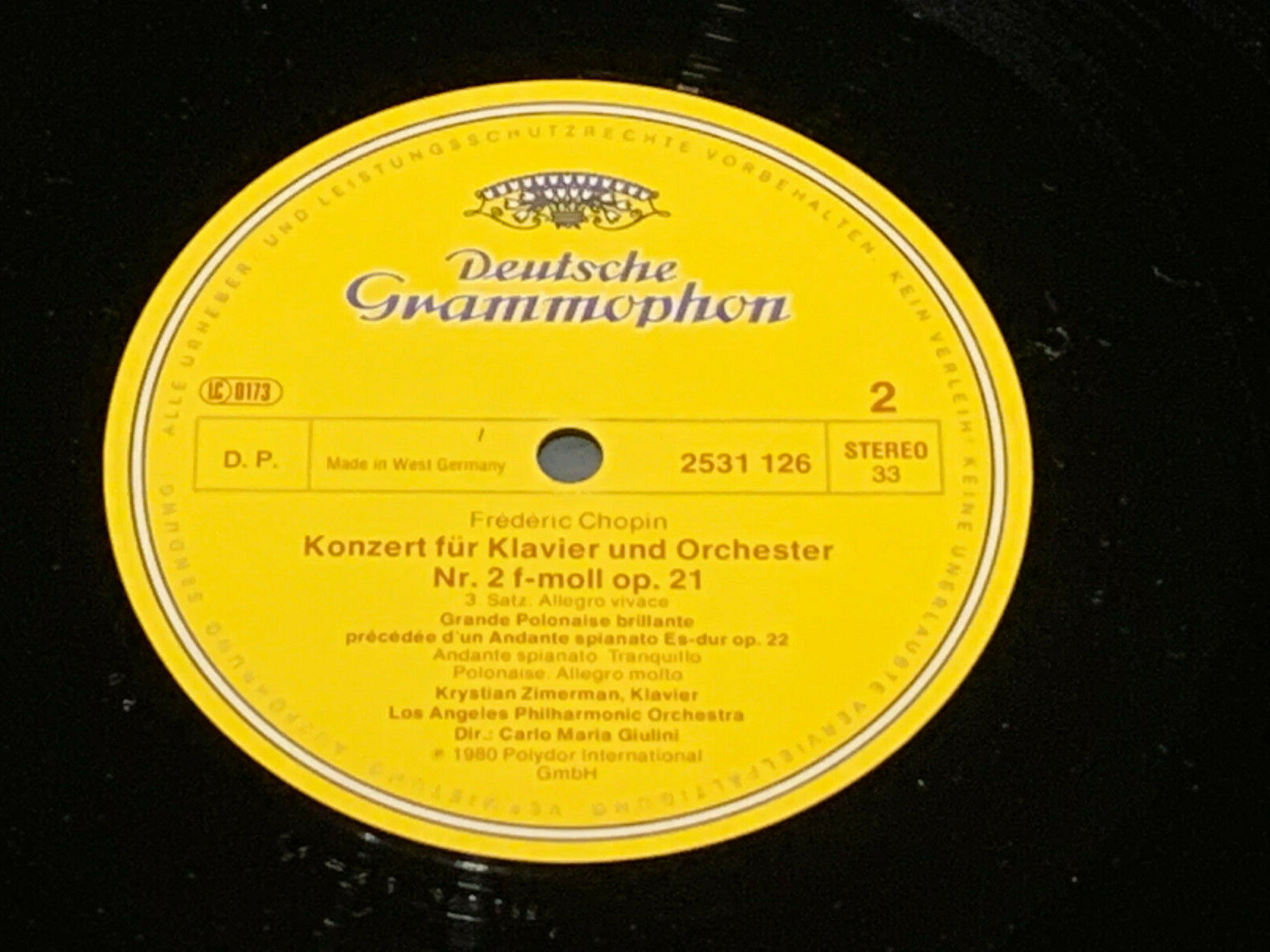 Chopin Piano Concerto # 2 KRYSTIAN ZIMERMAN GIULINI Original DGG LP ...