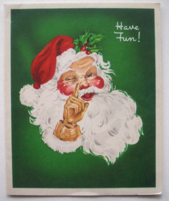 Santa winking vintage Christmas greeting card *HH25 | eBay