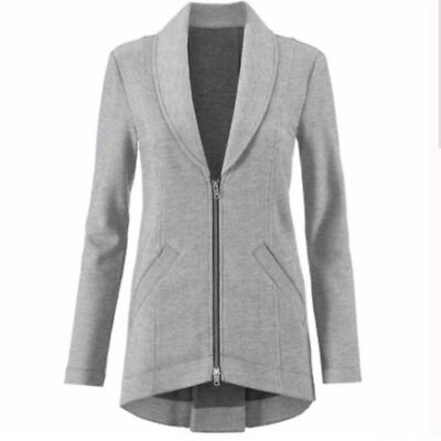 CAbi Pinstripe Drop-Off Gray High-Low Jacket Women's Size XS Style ...