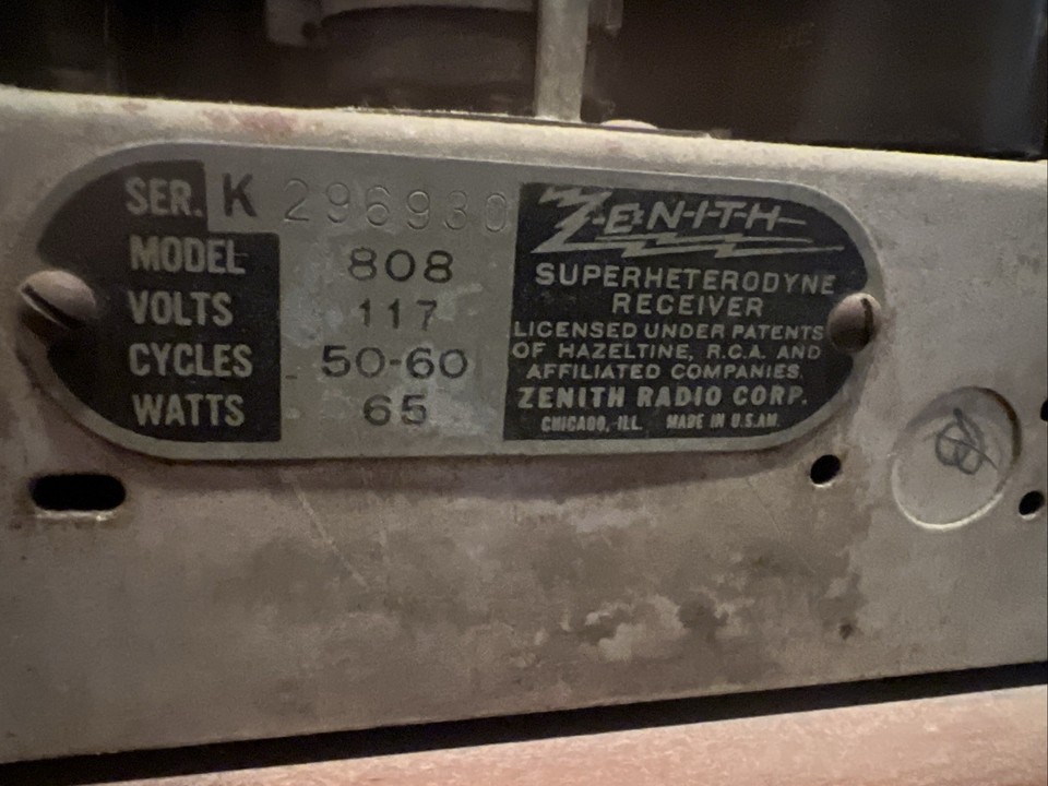 Zenith K 808 Shortwave Tube Radio 1935 See Listing For Video Condition ...