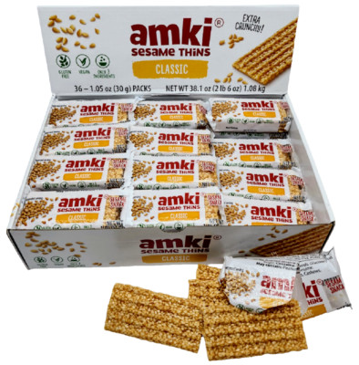 Amki Sesame Thins Classic, 36 x 1.05oz (30g) Packs-Free Shipping ...