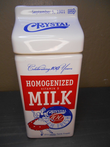 Crystal Dairy Collectable Milk Carton Advertisement Porcelain Jar ...