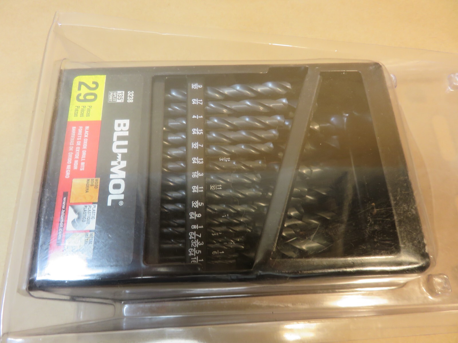 Blu-Mol 29 piece 1/16-1/2" black oxide drill bit set reduced shank with ...