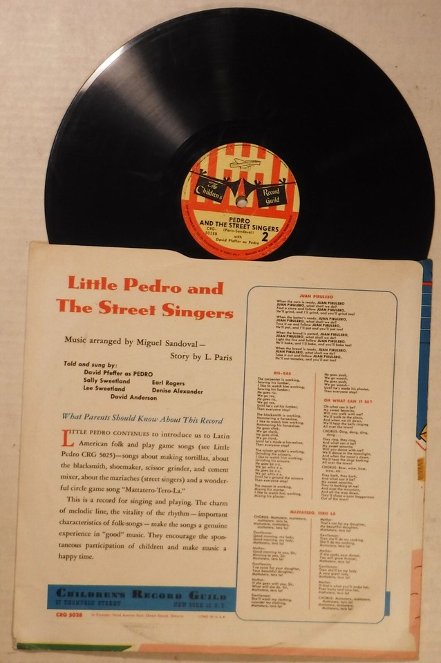 LITTLE PEDRO & THE STREET SINGERS / CHILD’S 78 RPM VINYL RECORD & PS ...