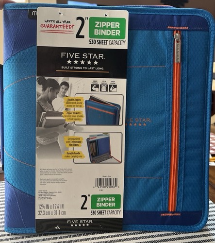 Five Star Zipper Binder, 2 Inch 3 Ring Binder, 580 Sheet Cap. 12 3/4IN ...