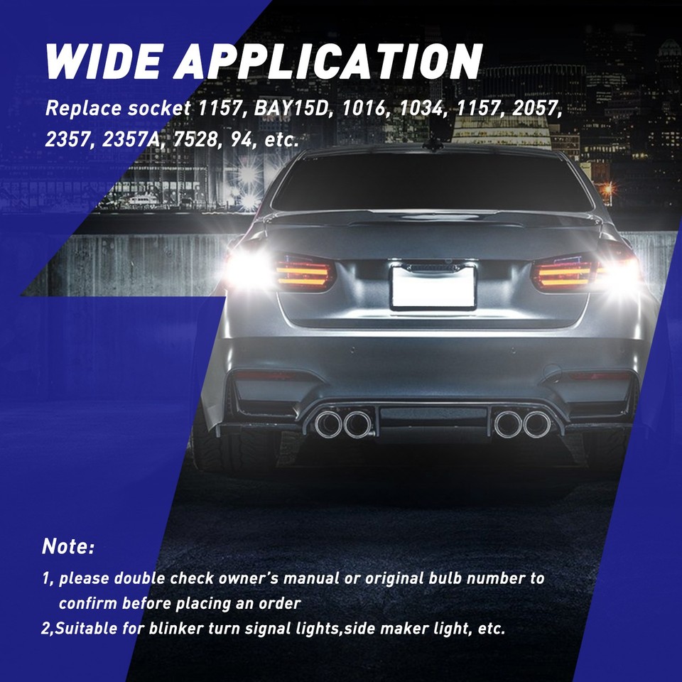 2pcs 1157 2057 LED Turn Signal Brake Reverse Parking Light Bulb CANBUS ...