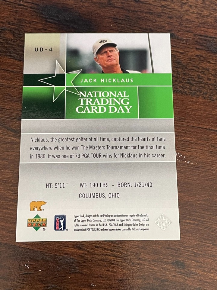 2004 Upper Deck Jack Nicklaus NATIONAL TRADING CARD DAY card# UD-4 | eBay