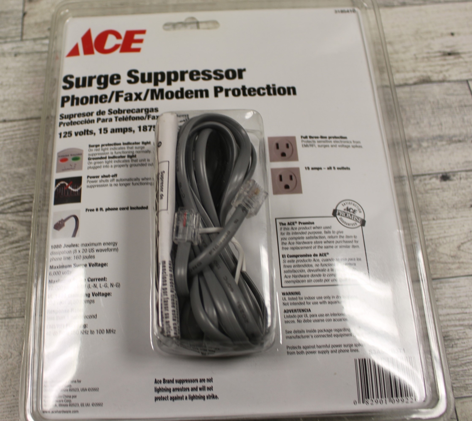 Ace Surge Suppressor 5 Outlet Phone/Fax/Modem Protection - New | eBay