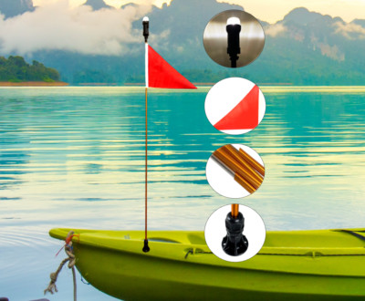 Pactrade Marine Pontoon Kayak 48" Red Triangle Flag Pole Bronze Lock ...