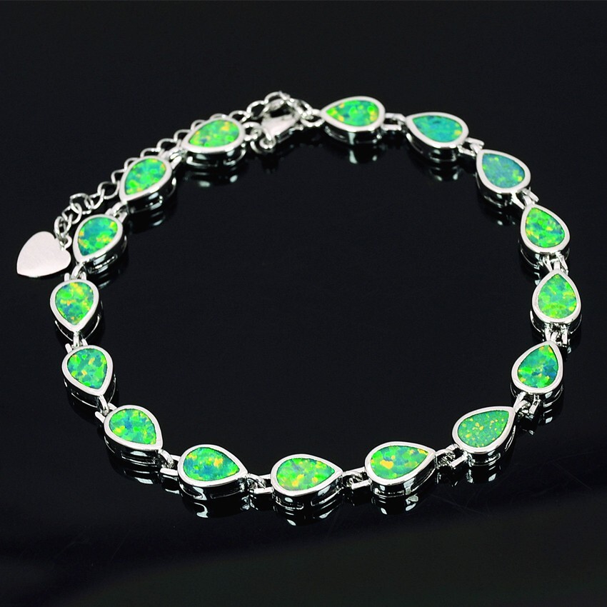 Hawaii Green Opal Water Drop Bracelet 925 Sterling Sliver Jewelry For ...