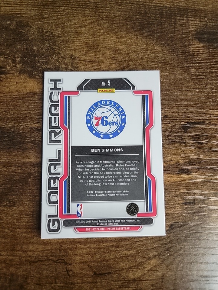2021-22 Panini Prizm Basketball Ben Simmons Global Reach Card #5 76ers ...