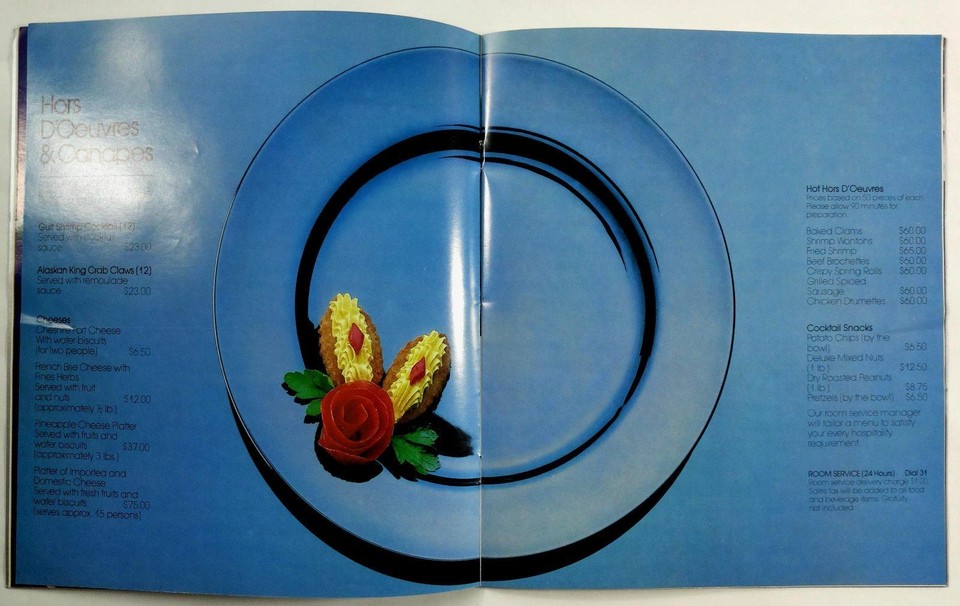 1981 Vintage Room Service & Wine Photo Menu SHERATON BOSTON HOTEL ...