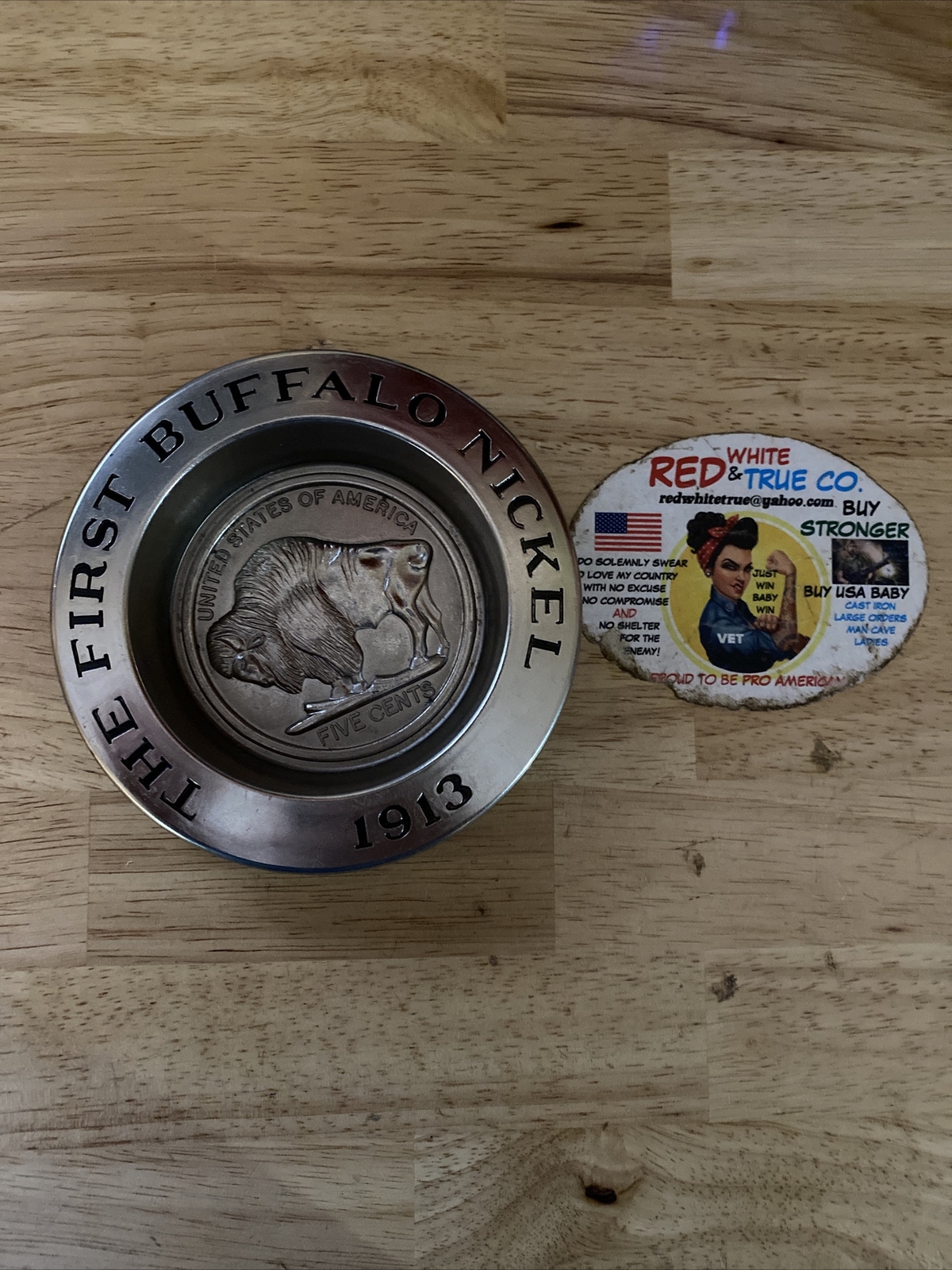 Buffalo Nickel Ashtray METAL Collector Cigar Cigarette Smoker ...