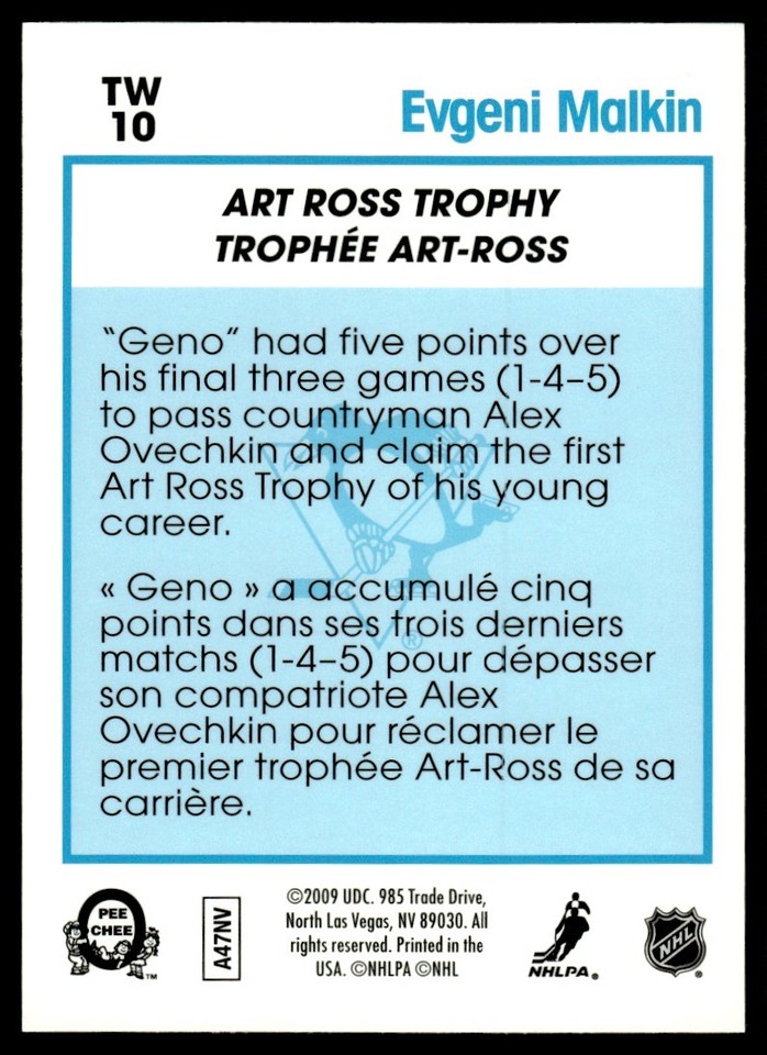 2009-10 O-Pee-Chee Trophy Winners EVGENI MALKIN | eBay