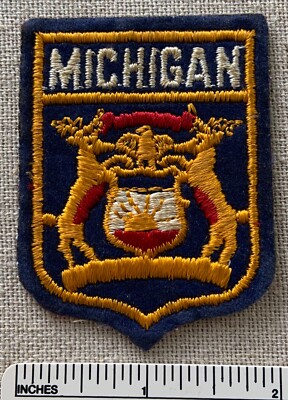 Vintage 1950s MICHIGAN State Crest Shield Souvenir Badge PATCH Travel ...