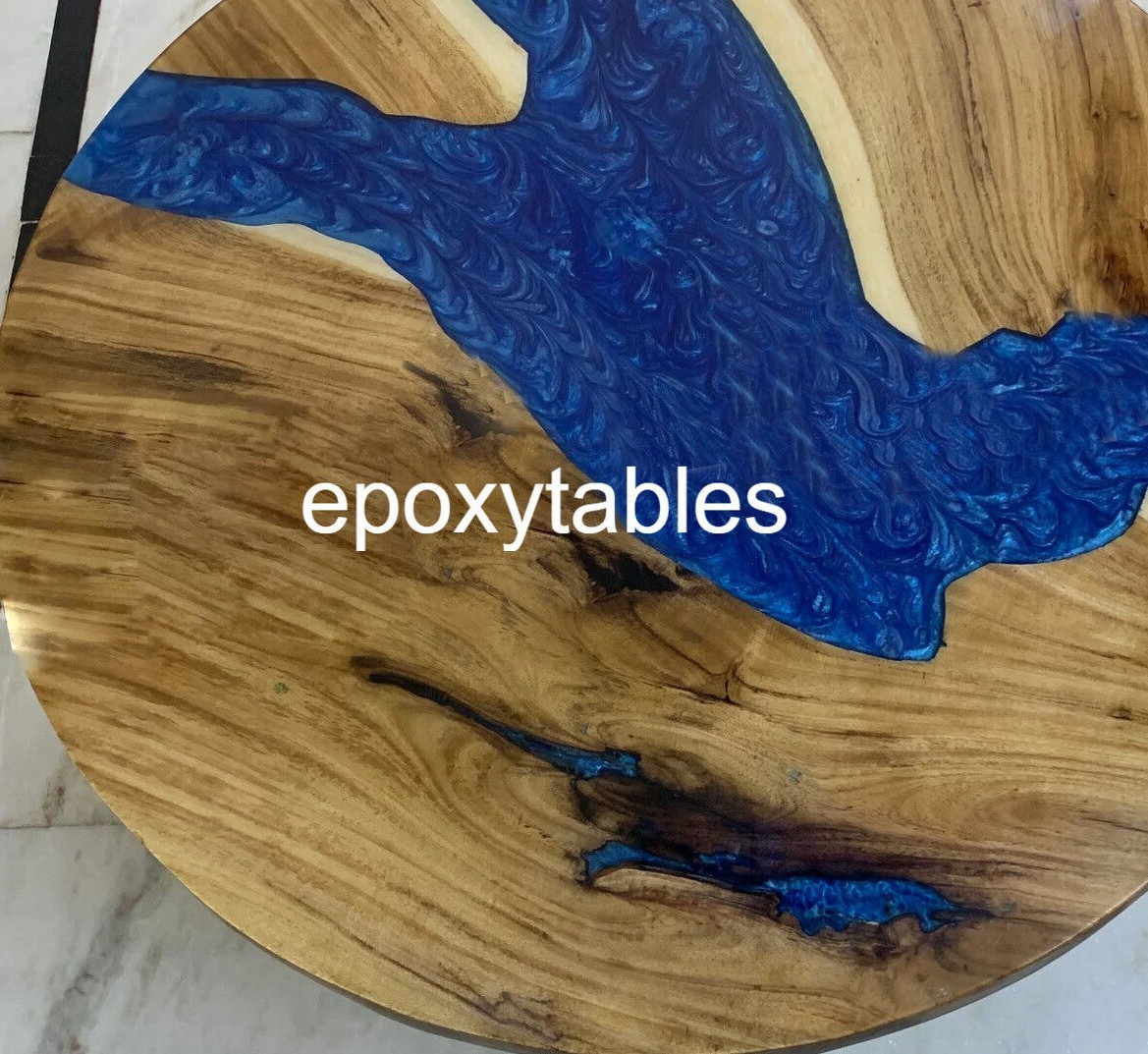 Blue Epoxy Resin Conference Meeting Table Restaurants & Cafeteria ...