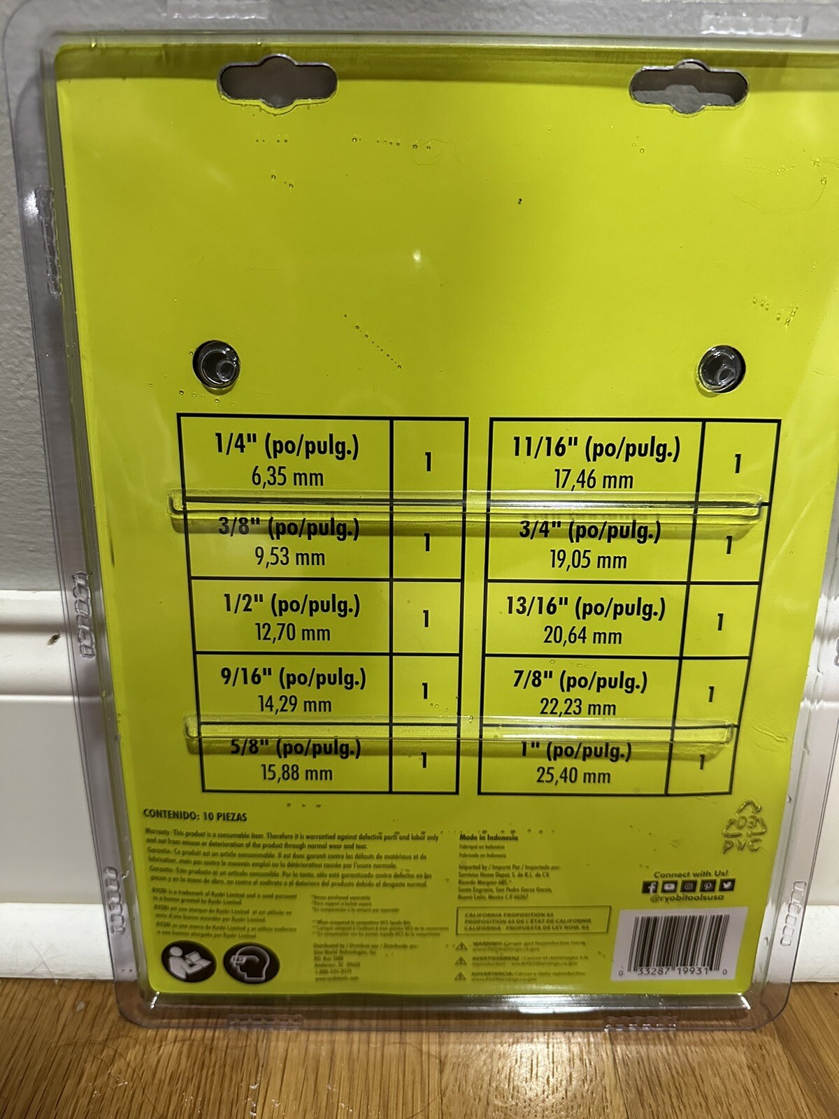 RYOBI 10-PIECE WOOD SPADE BIT SET WITH CARRYING CASE MODEL A971001 for ...