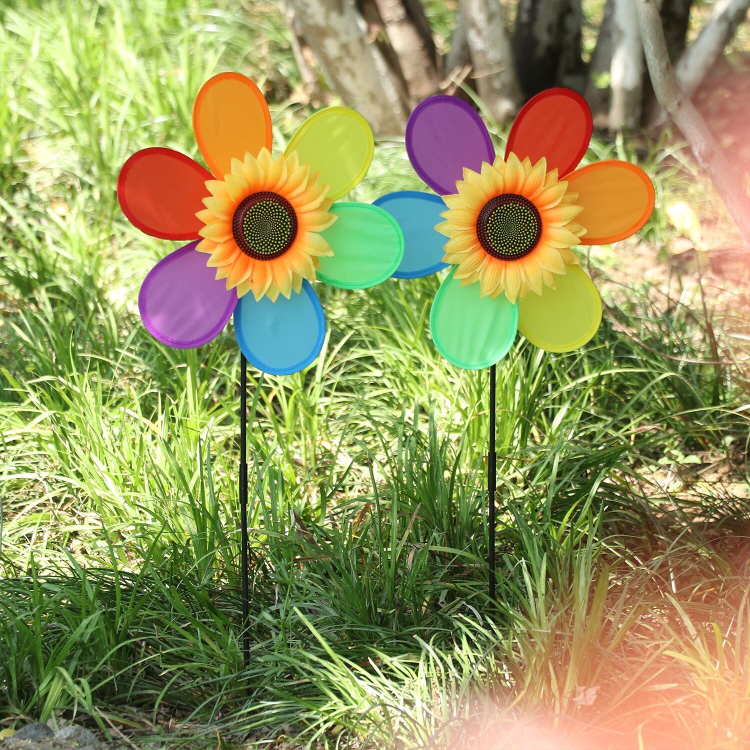 Windmill Ground Stake Wind Spinner Flower Spinners Outdoor For Kids ...