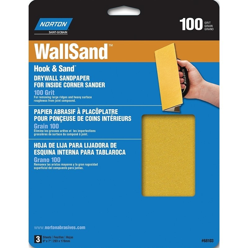 Norton 68103 Corner Sandpaper, 8 in L, 7 in W, P100 Grit, Medium ...