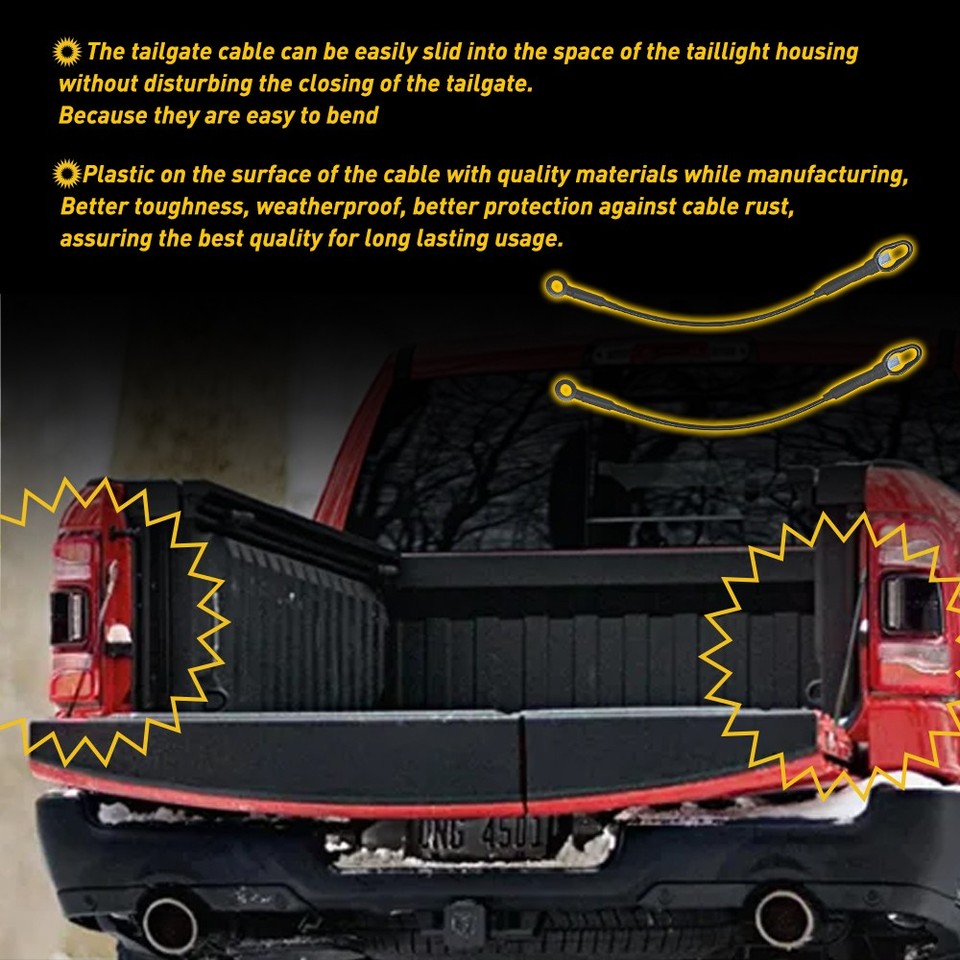 NEW Rear Cables Tailgate Straps Set 2 for 1987-2011 Dodge Dakota ...