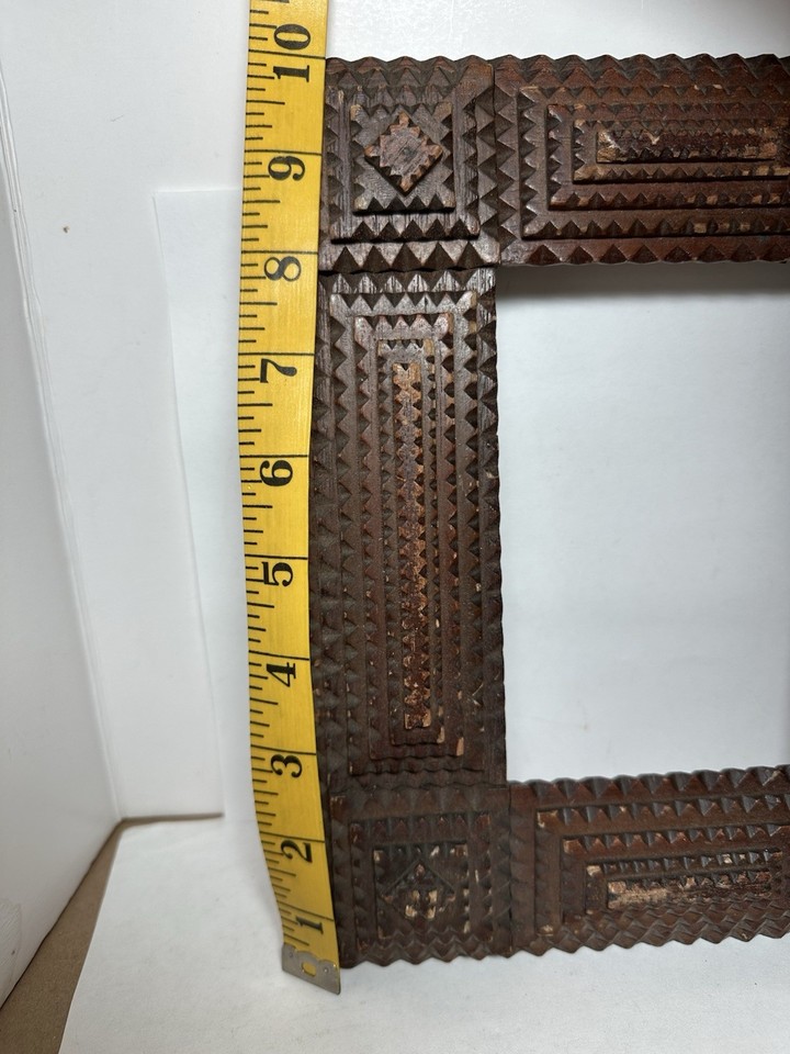 Antique Victorian Carved Wood TRAMP ART Layered Cigar Box Photo Picture ...